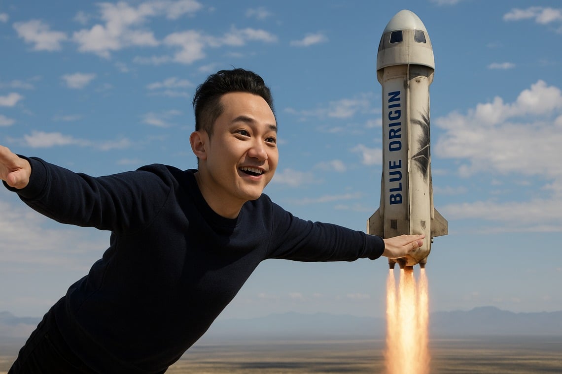 Justin Sun vola su Blue Origin: viaje espacial récord para Tron